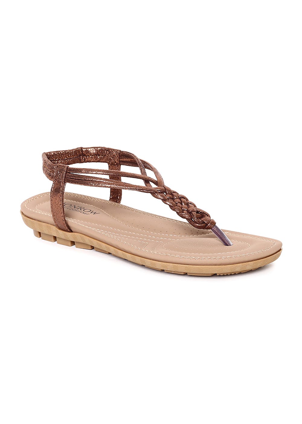 Get Shimmery Braided T-Strapped Flats at ₹ 1079 | LBB Shop