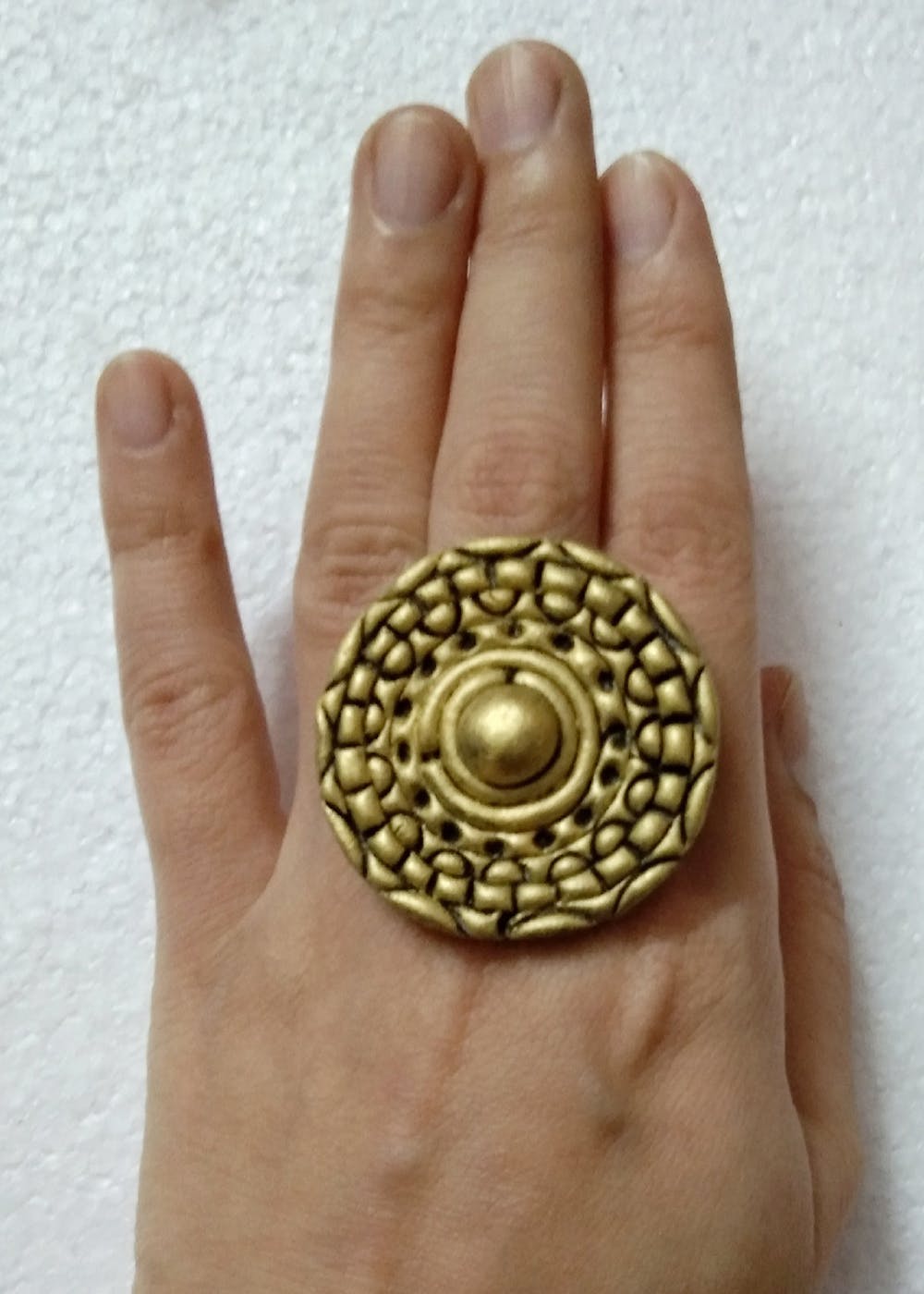 Get Moti Detail Gold Circular Big Ring at ₹ 290 | LBB Shop