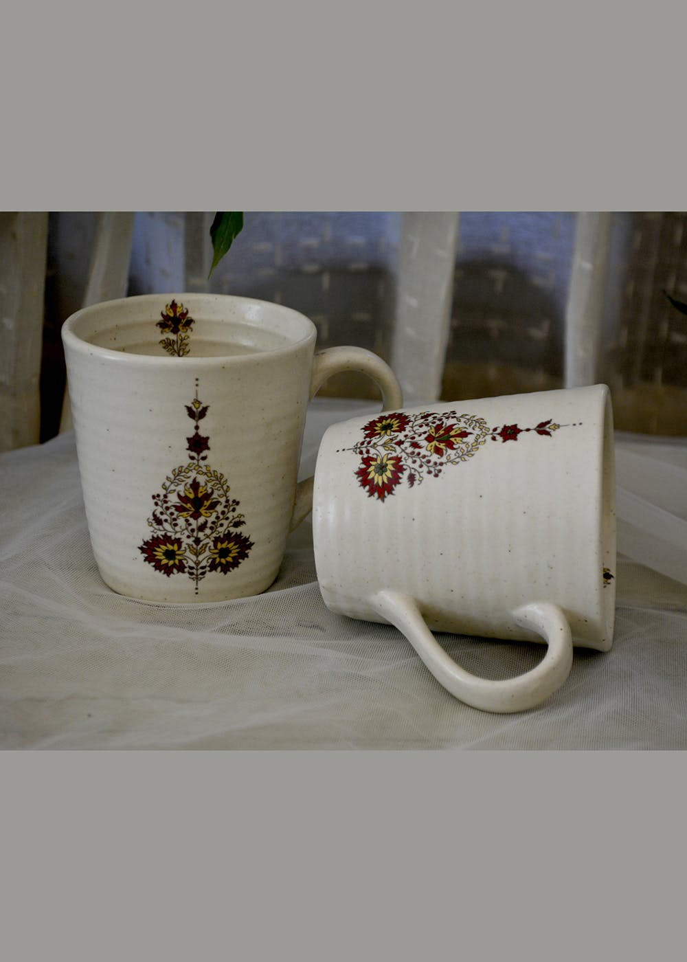 Get Mughal Motif Stoneware Mugs (Set of 2) at ₹ 499 | LBB Shop