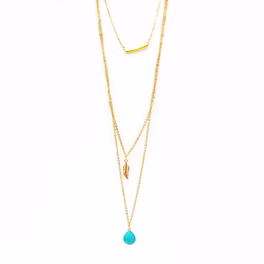Get Triple Layer Turquoise Pendant Necklace at ₹ 799 | LBB Shop