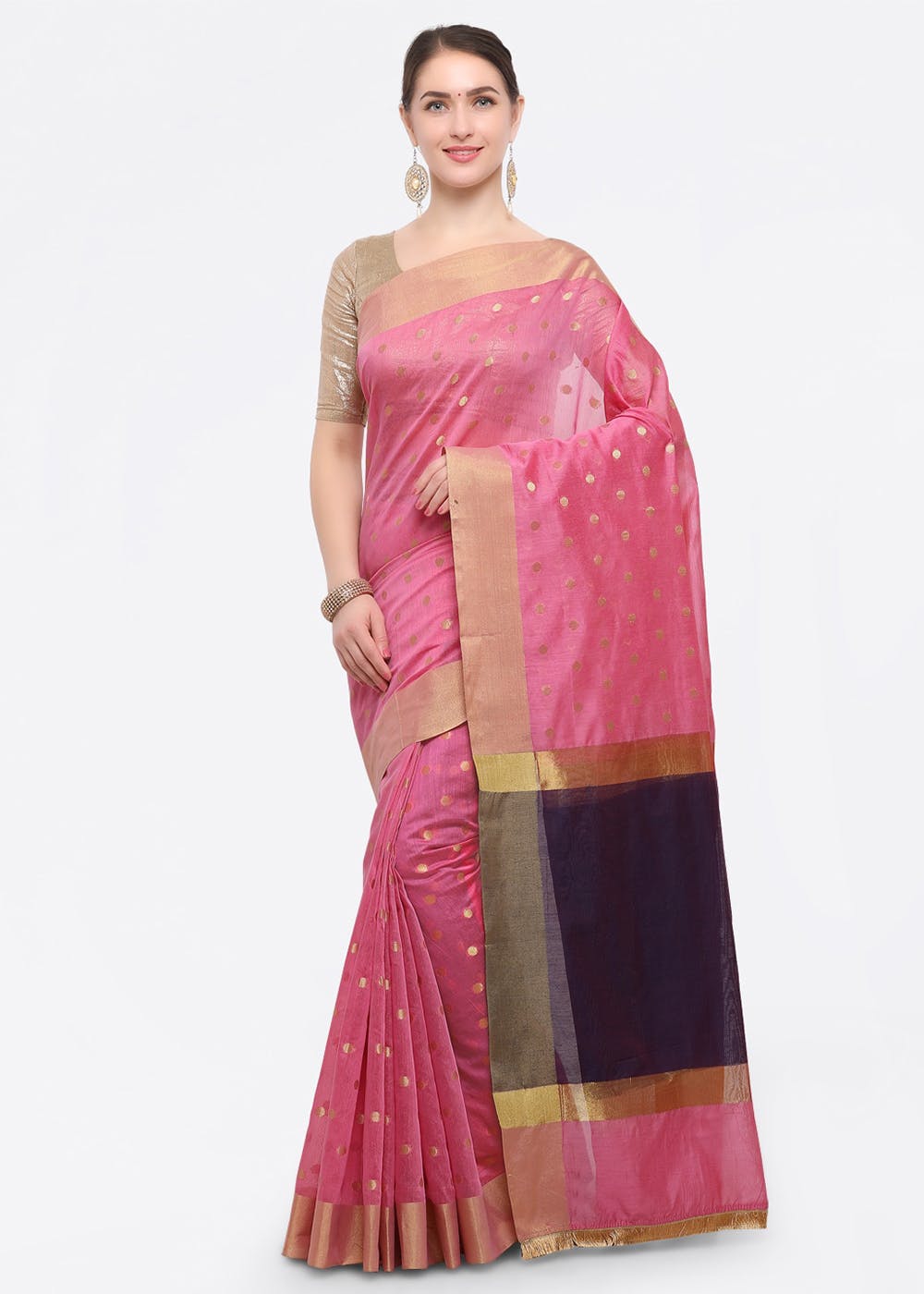 Get Silk Blend Woven Design Chanderi Saree at ₹ 1429 | LBB Shop