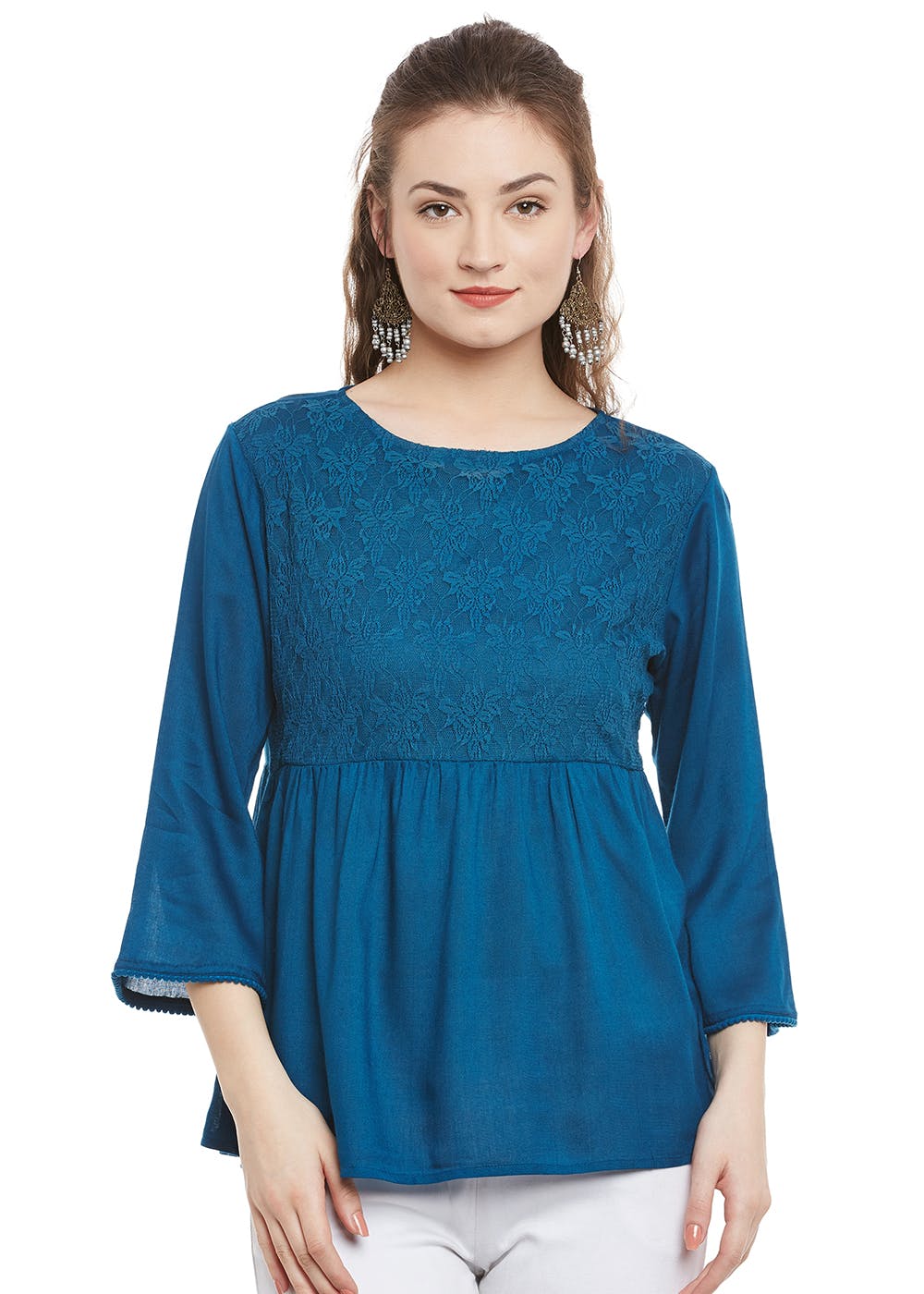 Get Solid Self Design Peplum Top at ₹ 659 | LBB Shop