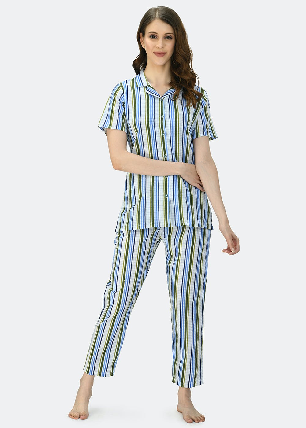 Get Multicolor Cotton Printed Half Sleeve Night Suit Set at ₹ 1500 ...