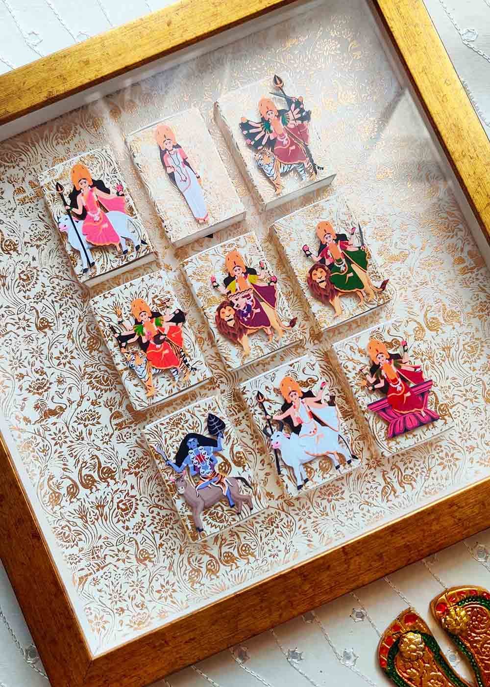 Get Nav Devi Roop Matchbox Frame - Diwali Gift at ₹ 999 | LBB Shop