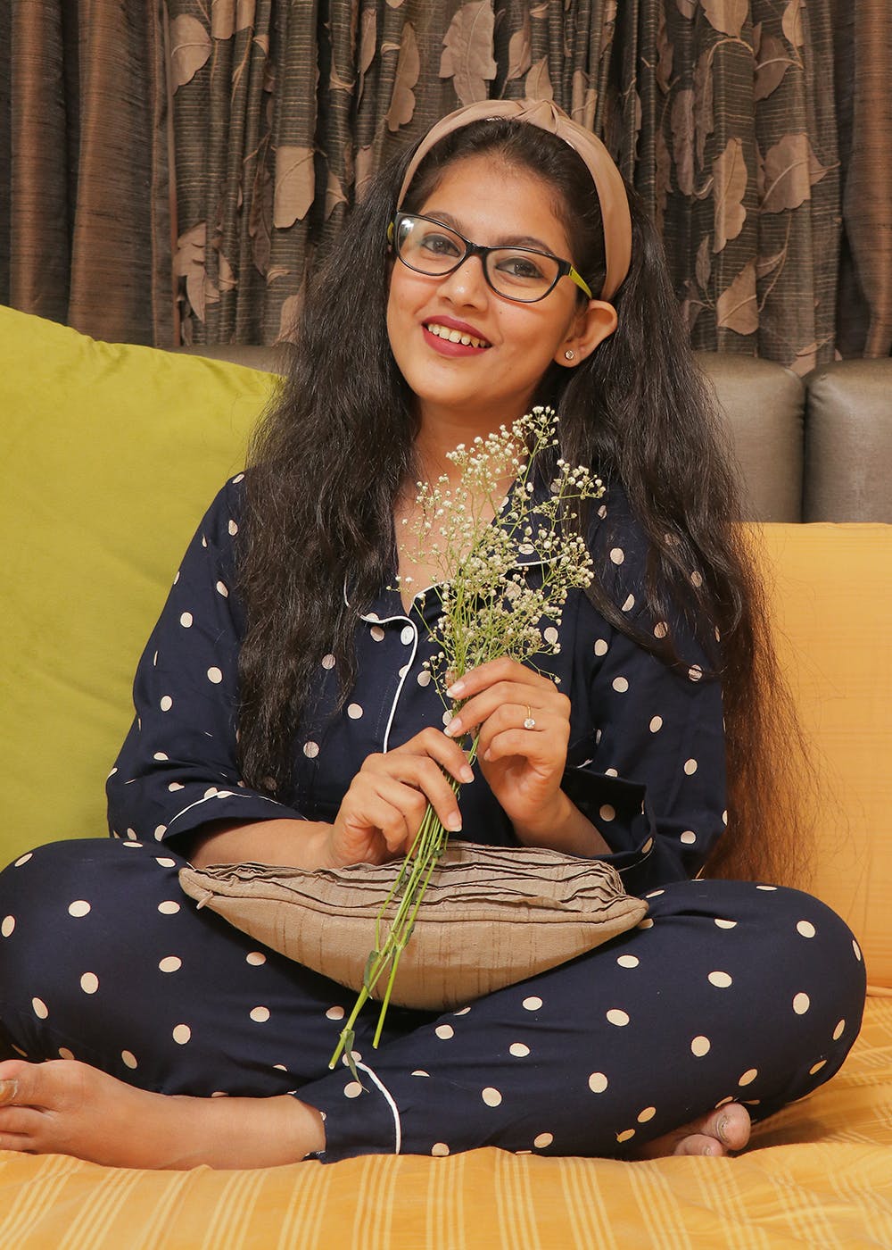 Get Navy Blue Polka Dots Printed Night Suit at ₹ 1155 | LBB Shop