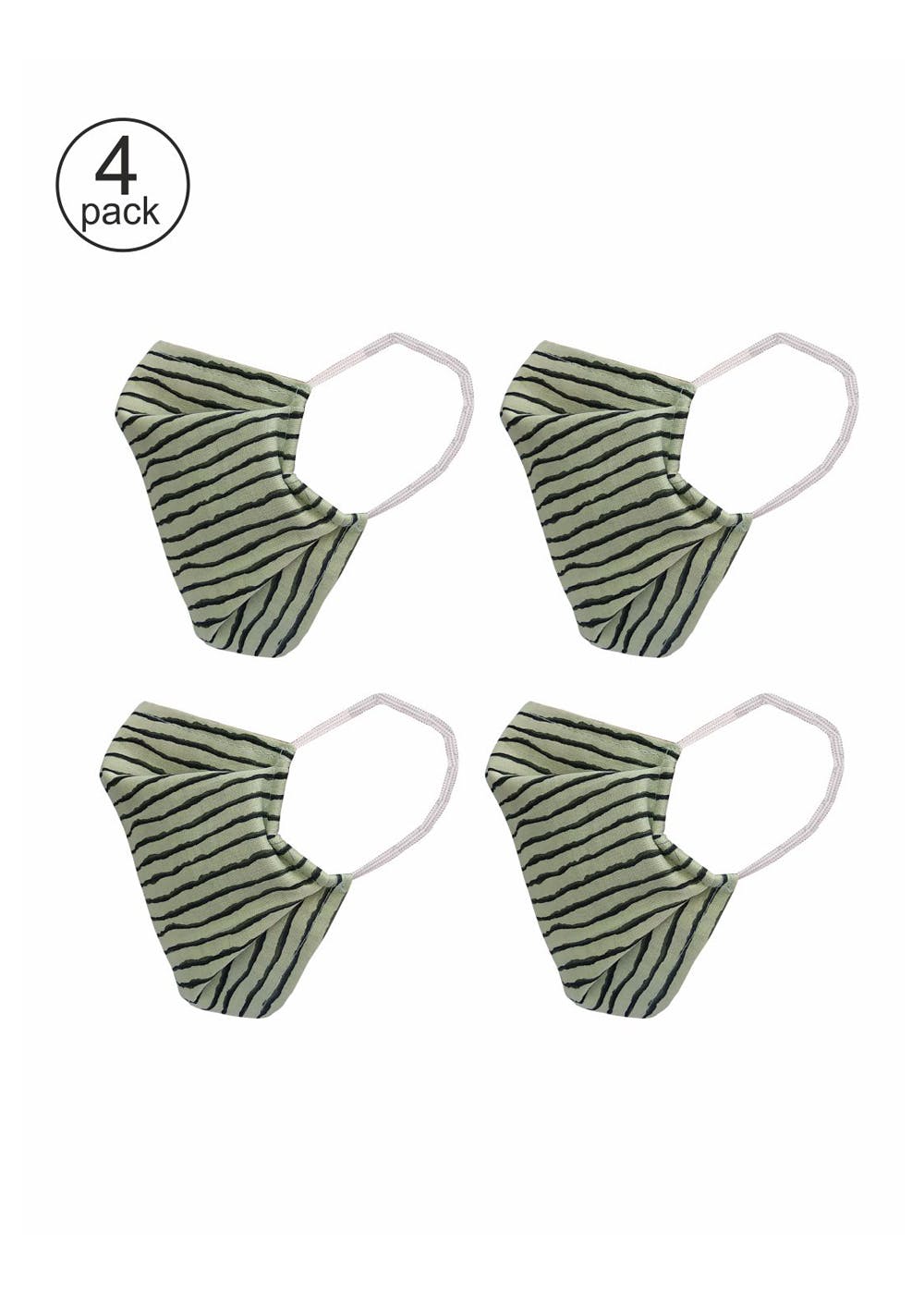 Get Unisex Green Stripe Print Pack of 4 Pieces 2 Ply Anti Pollution ...