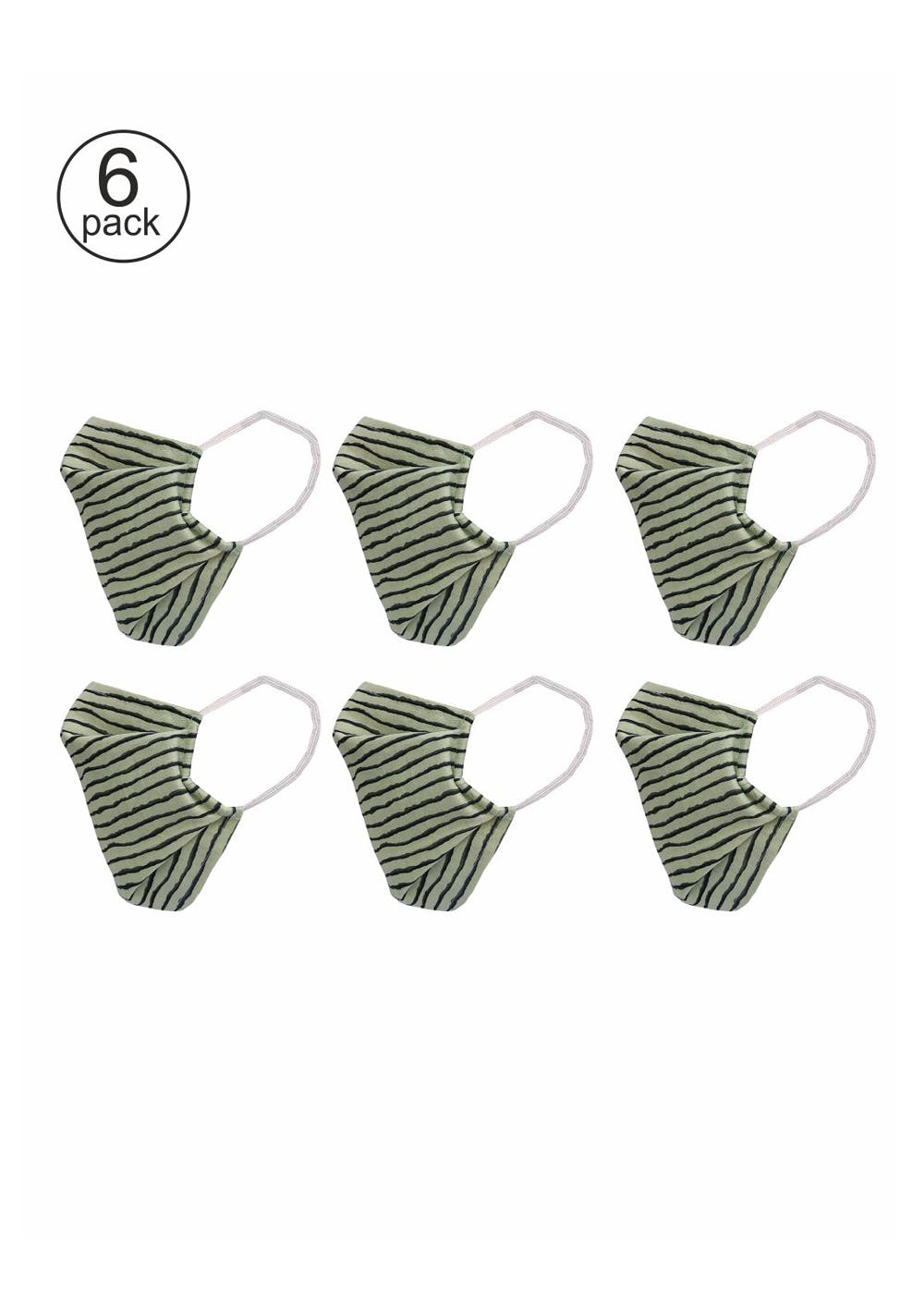 Get Unisex Green Stripe Print Pack of 6 Pieces 2 Ply Anti Pollution ...