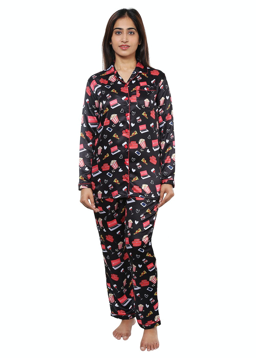 Get Netflix & Chill Theme Black Nightsuit Set at ₹ 1875 | LBB Shop
