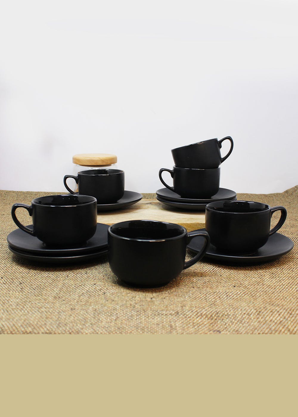 Get Black Matte Tea Cup and Saucer Set- Pack of 6 Cups and 6 Saucers at ...