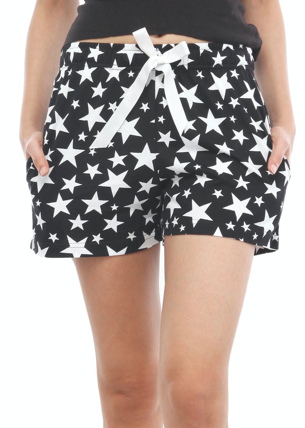 Get Star Printed Black Shorts at ₹ null | LBB Shop