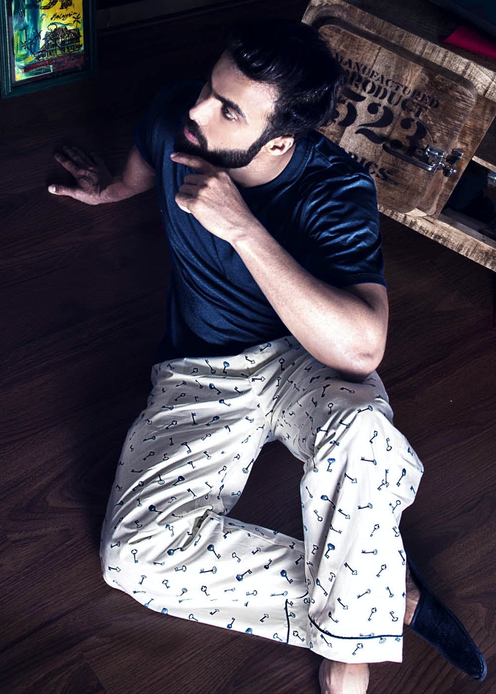 Get Piping Detail Contrast Key Printed Pyjamas at ₹ null | LBB Shop