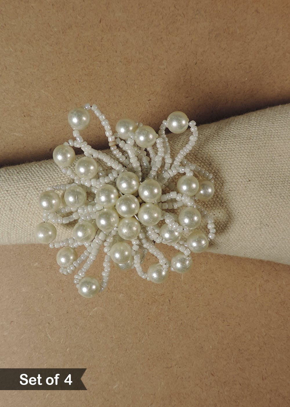 Get Pearl Beaded Napkin Rings - Set of 4 at ₹ 499 | LBB Shop