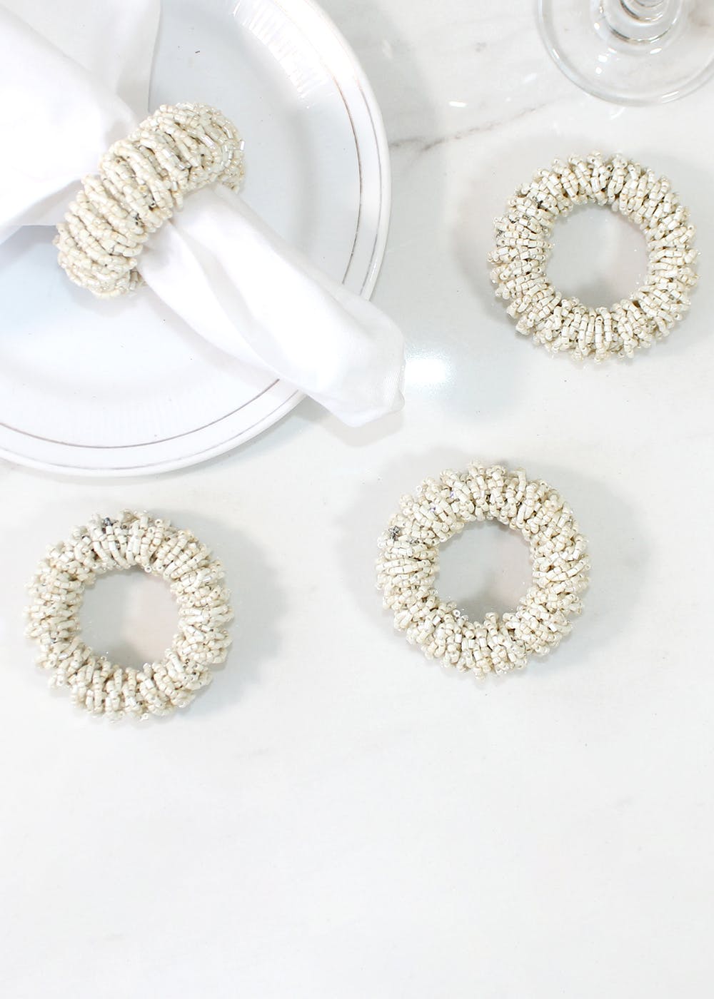 Get Cream Beaded Circular Napkin Ring - Set Of 4 at ₹ 399 | LBB Shop