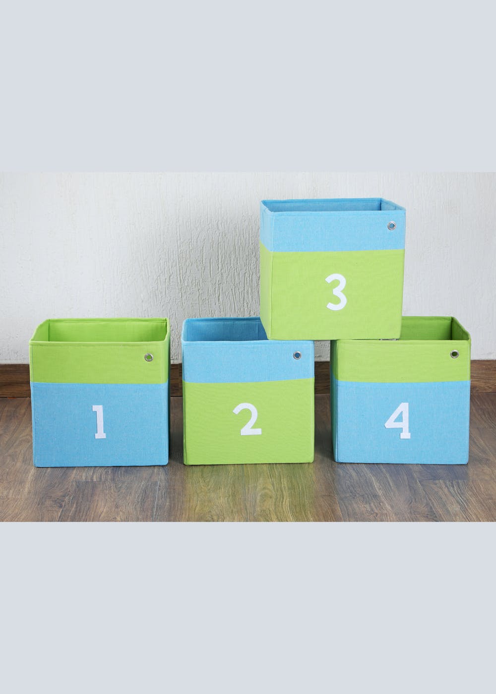 Get Sky Blue And Lime Green Set Of 4 Foldable Storage Cube at ₹ 1599 ...