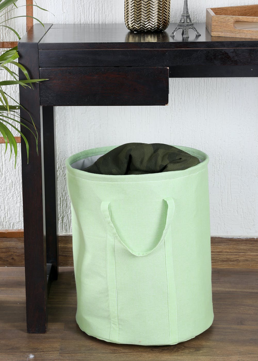 Get Lime Green Chambray Storage Hamper at ₹ 499 | LBB Shop