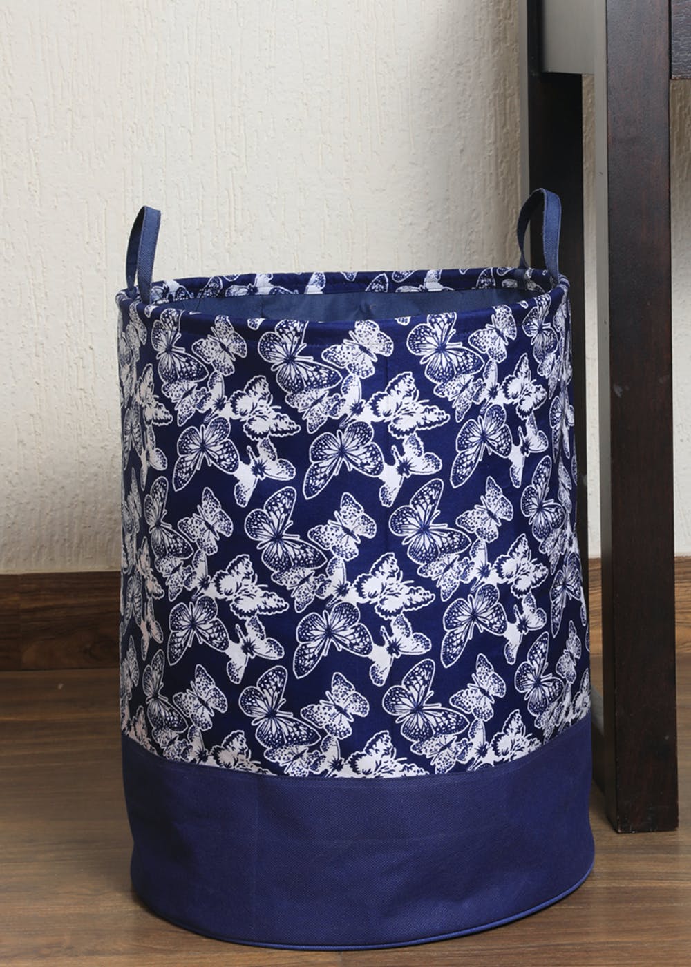 Get Navy Blue Butterfly Round Laundry Hamper at ₹ 399 | LBB Shop