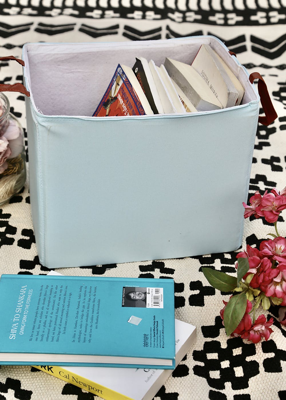 Get Sea Green Cute Storage Bin With 2 Side Handles For Storing Books ...