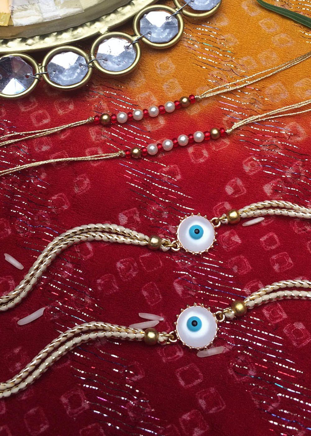 Get Nazariya Style Circle Rakhi and Dhaaga Combo - Set of 4 at ₹ 550 ...