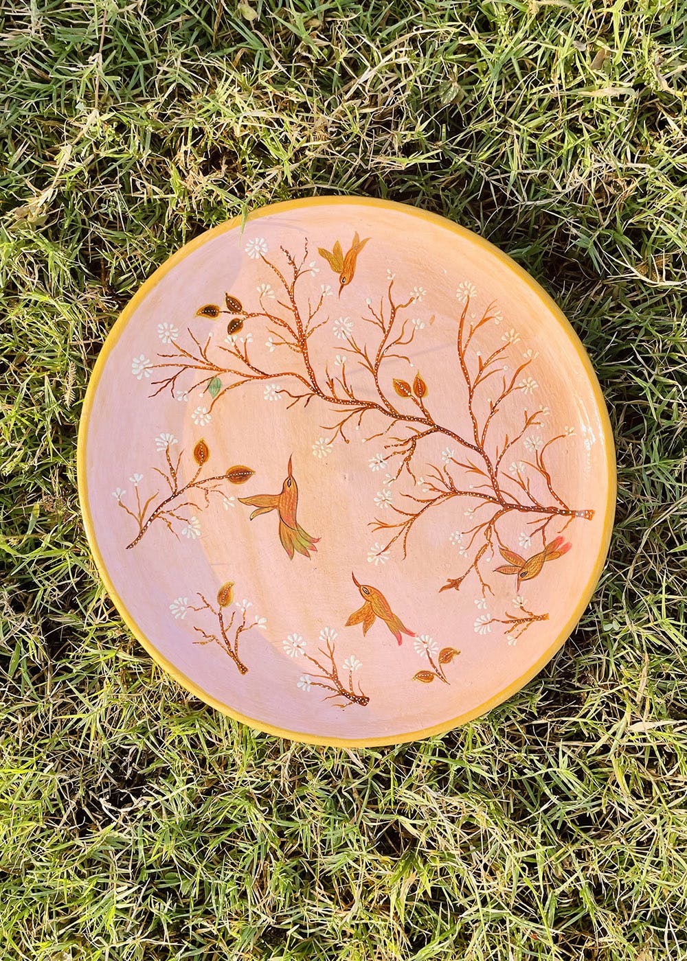 Get Handpainted Pink Bird Wall Plate at ₹ 1500 | LBB Shop