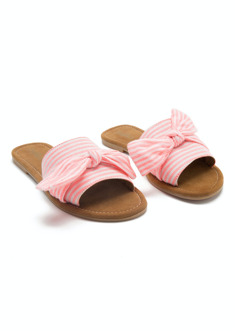Get Bow Embellished Pink Striped Slides at ₹ 999 | LBB Shop