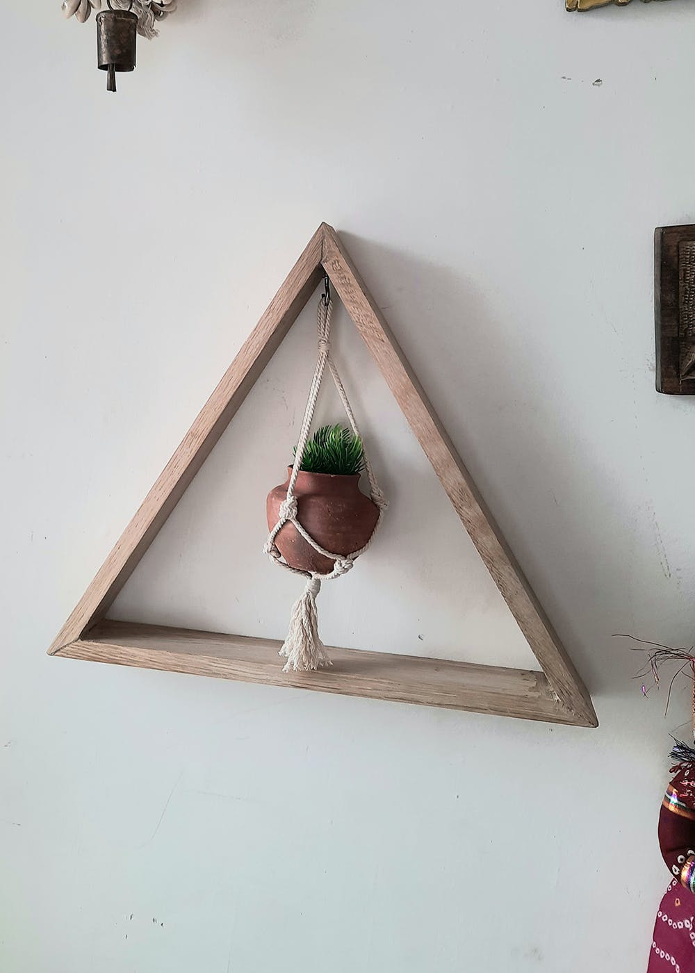 Get Mini Macrame Plant Holder In Wooden Stand With Clay Pot at ₹ 569 ...
