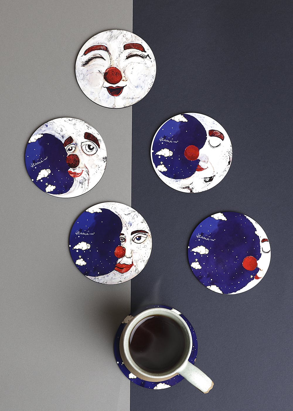 Get Phases Of Moon Wooden Coasters - Set of 6 at ₹ 780 | LBB Shop