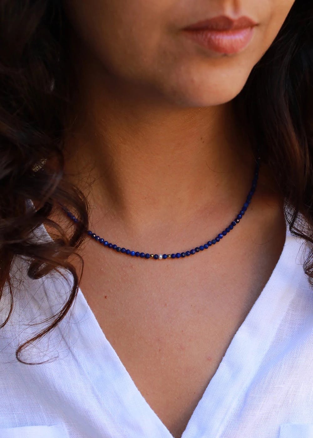 Get Dainty Lapis Lazuli And Pearl Beaded Necklace at ₹ 1200 | LBB Shop Get Dainty Lapis Lazuli And Pearl Beaded Necklace at ₹ 1200 | LBB Shop