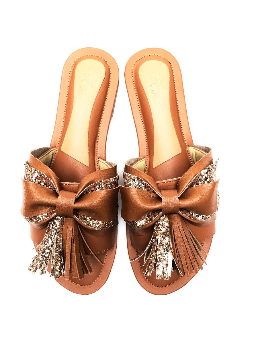Get Shimmer Bow Strap Slides at ₹ 1403 | LBB Shop