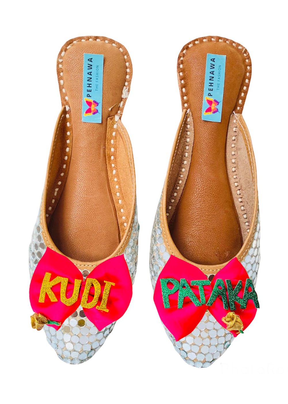 Get Kudi Pataka Mirror Embellished Open Back Jutti at ₹ 2999 | LBB Shop
