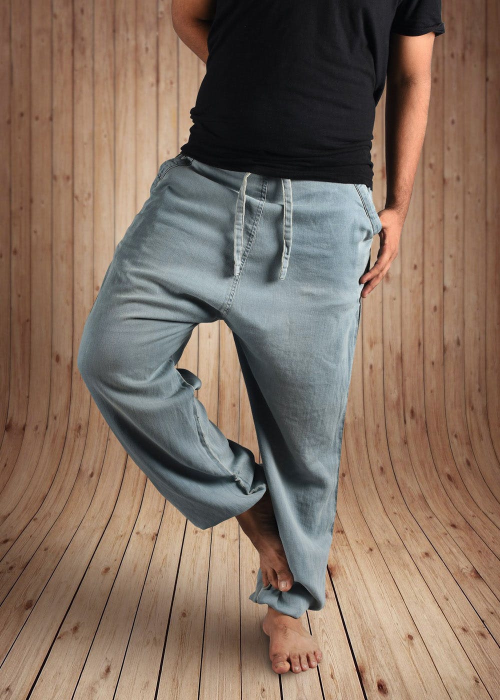 Get Stone Washed Plain Light Denim Hopper Pants at ₹ 1475 | LBB Shop