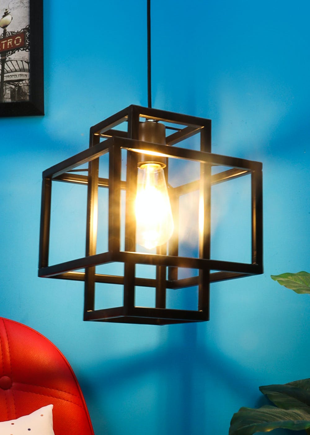 Get Cuboidal Cage Ceiling Lamp in Black at ₹ 3799 | LBB Shop
