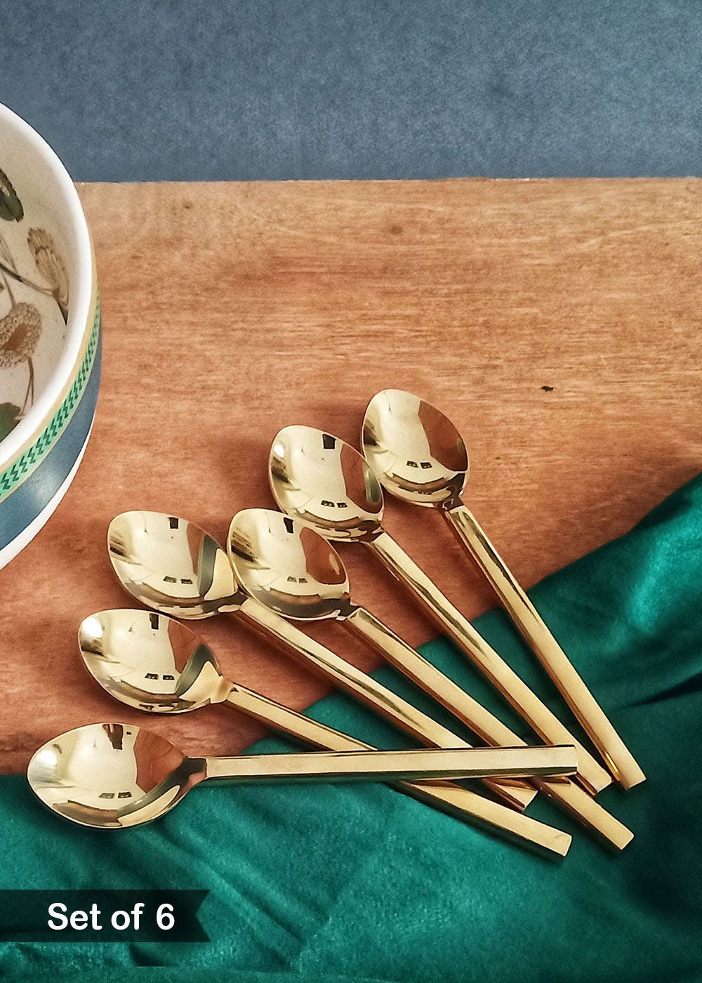 Get Stainless Steel PVD Gold Finish Dessert Spoon- Set of 6 at ₹ 1650 ...