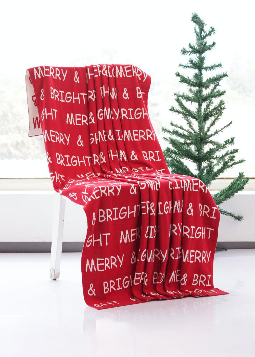 Get Merry & Bright - Red 100% Cotton Knitted All Season Ac Throw ...