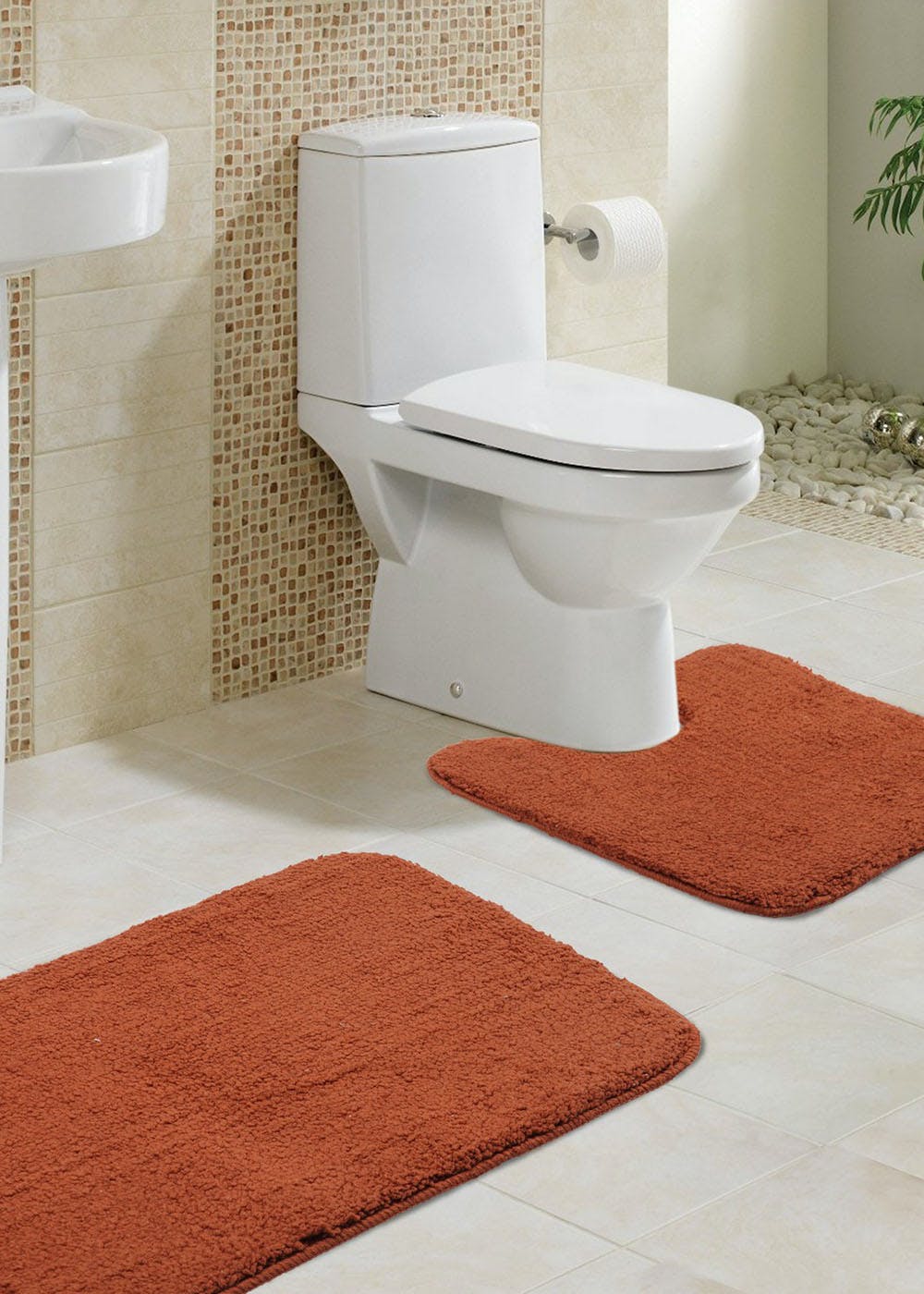 Get Golden Brown Thick and Fluffy Rectangular Bathmat Set (Bathmat ...