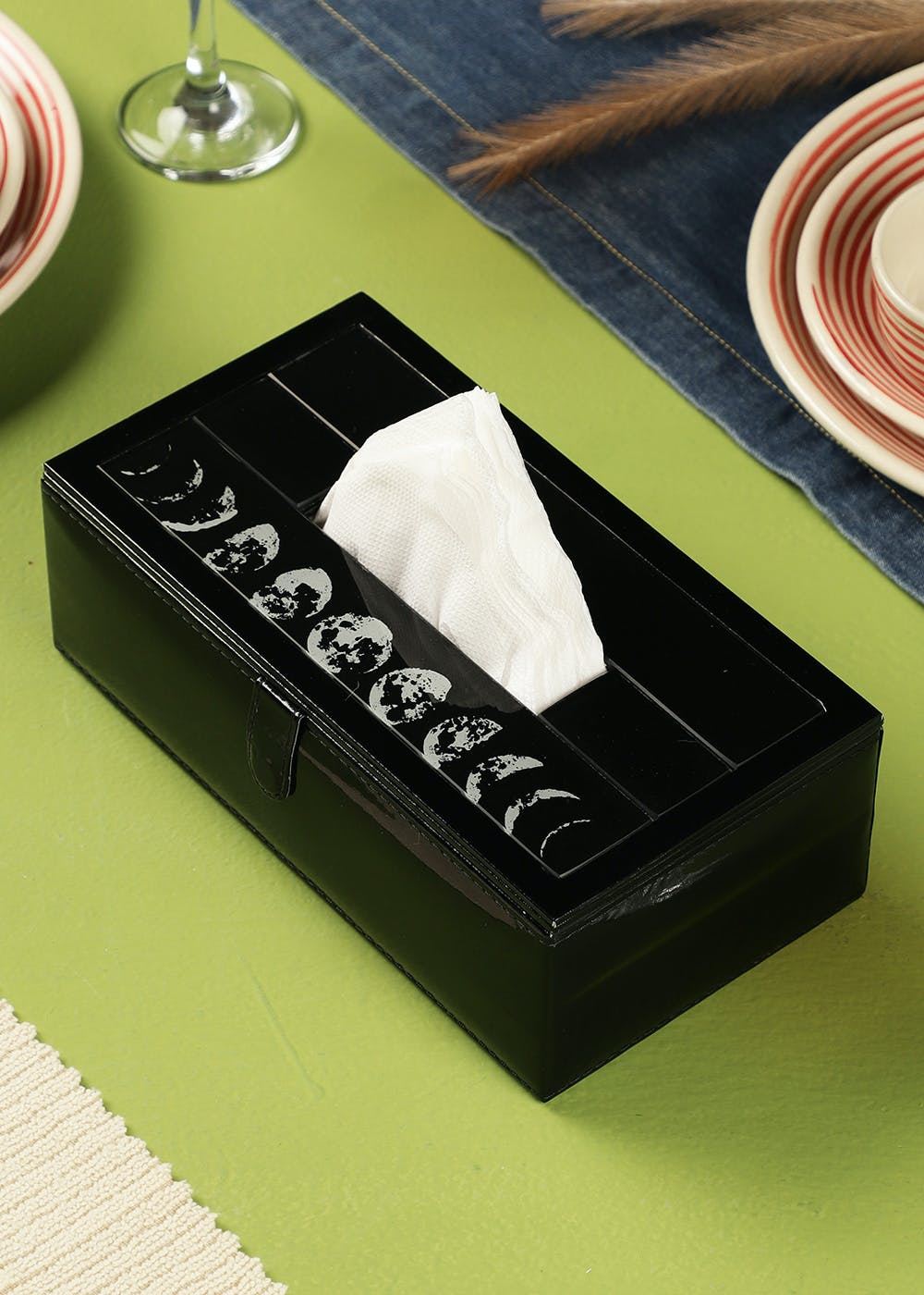 Get Moon Phases Black Decorative Tissue Box Holder at ₹ 999 | LBB Shop