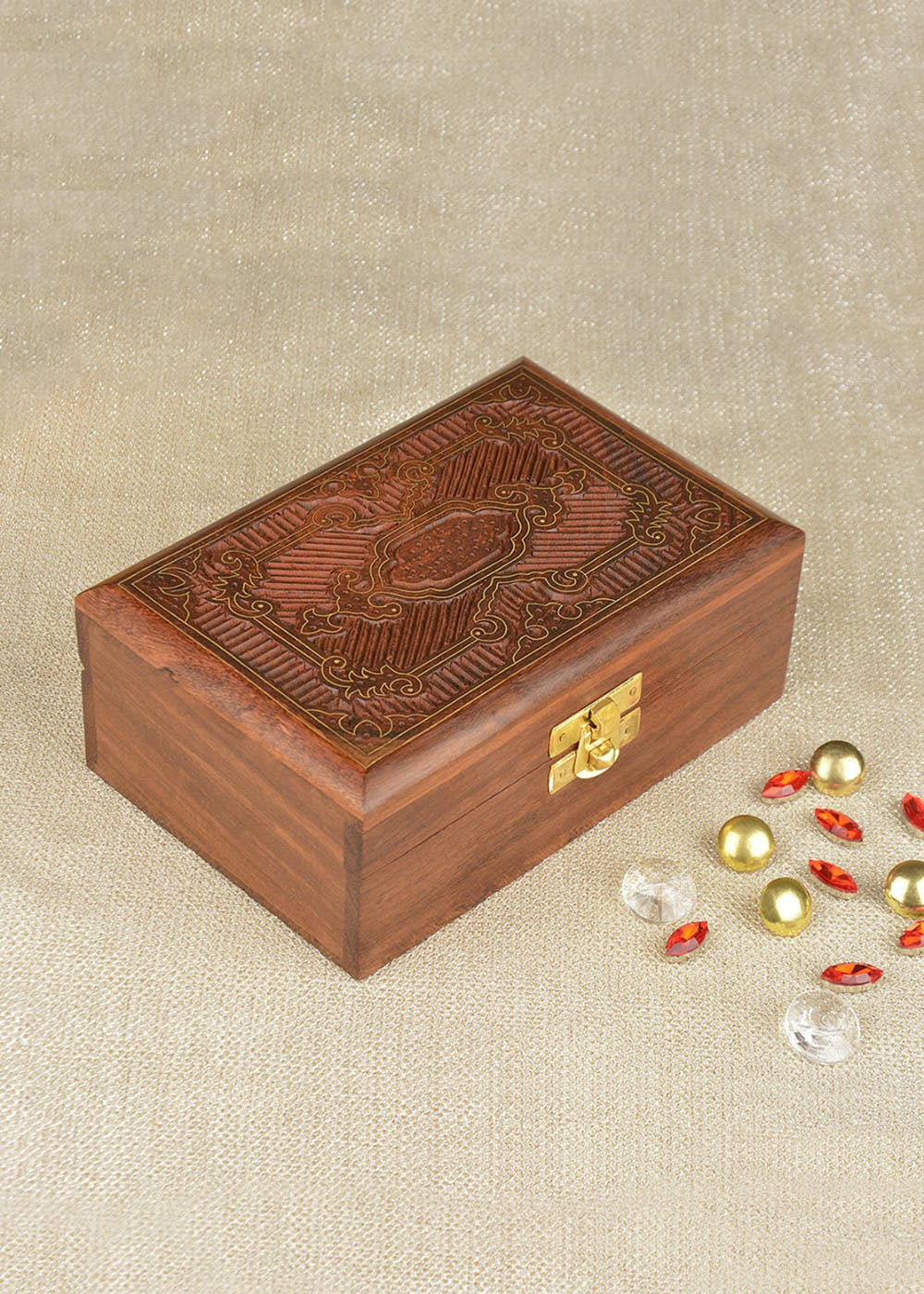 Get Brass Inlay Work Hand Carved And Engraved Wooden Box at ₹ 1395 ...