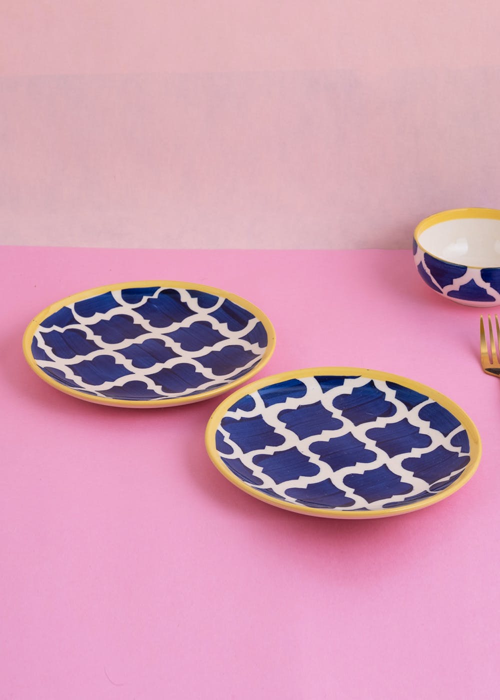 Get Blue Ceramic Quarter Plate - Set of 2 at ₹ 599 | LBB Shop