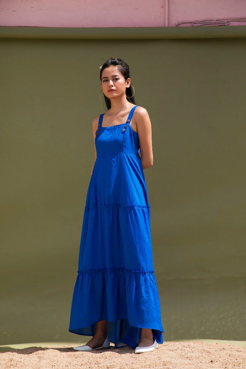 Get Sleeveless Electric Blue Maxi Dress At ₹ 1899 Lbb Shop