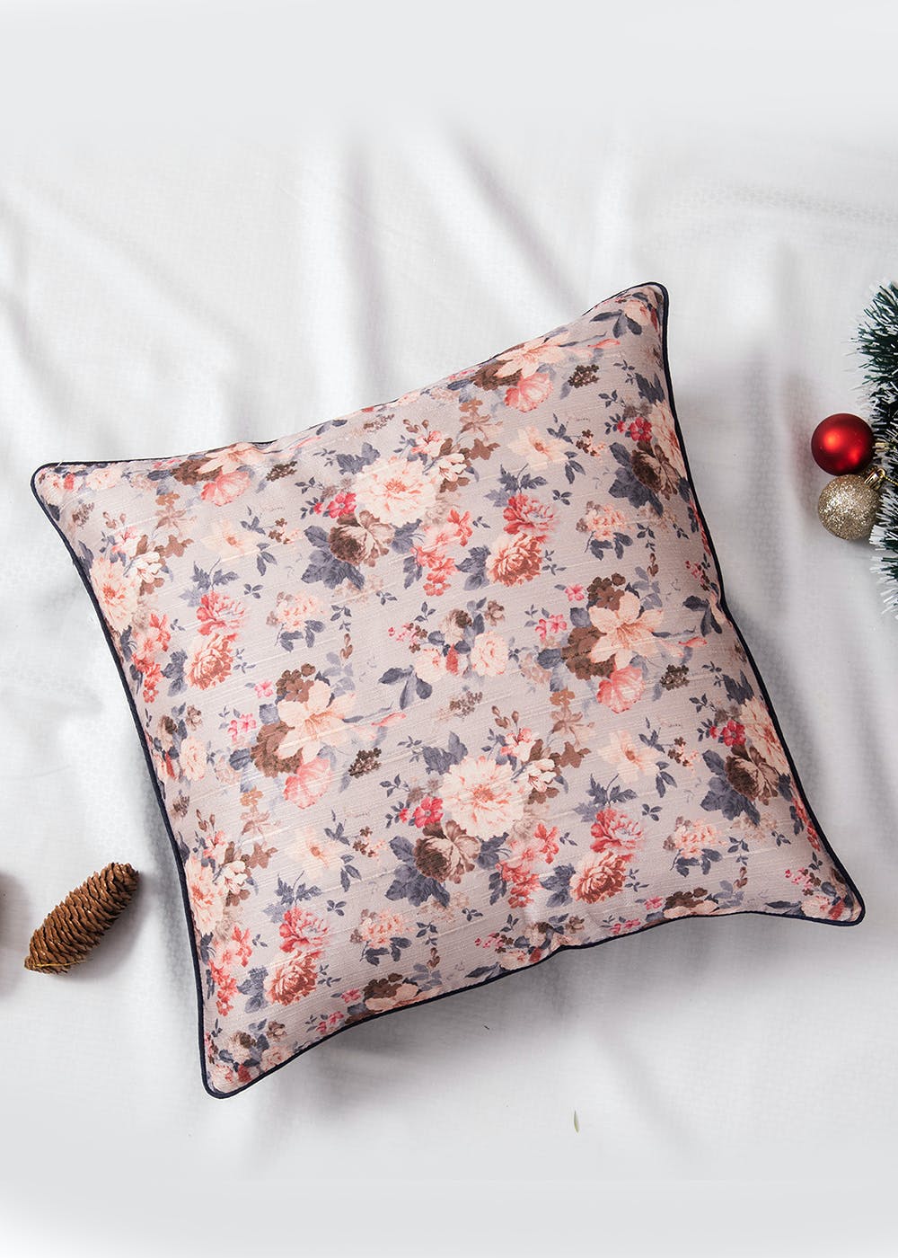 Get Grey Floral 12 Inch Cushion Cover (Set Of 1) For Living Room ...