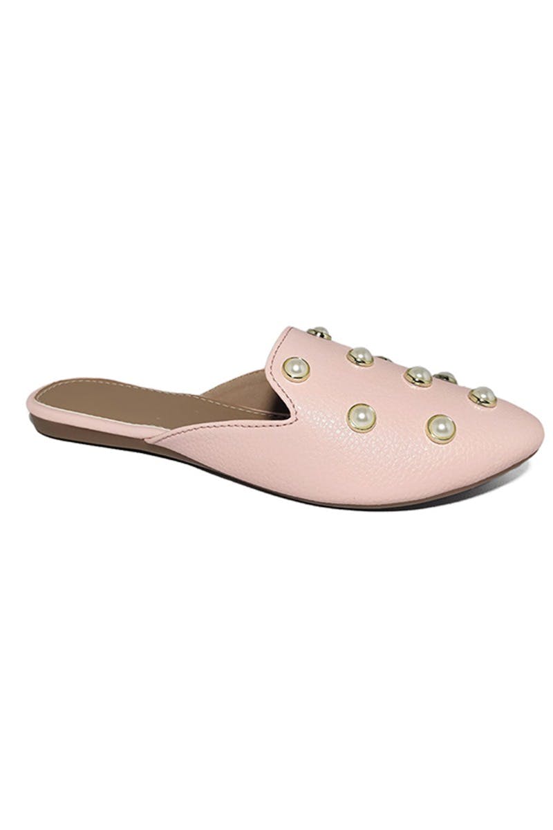 Get Pearl Studded Pink Flat Mules at ₹ 560 | LBB Shop