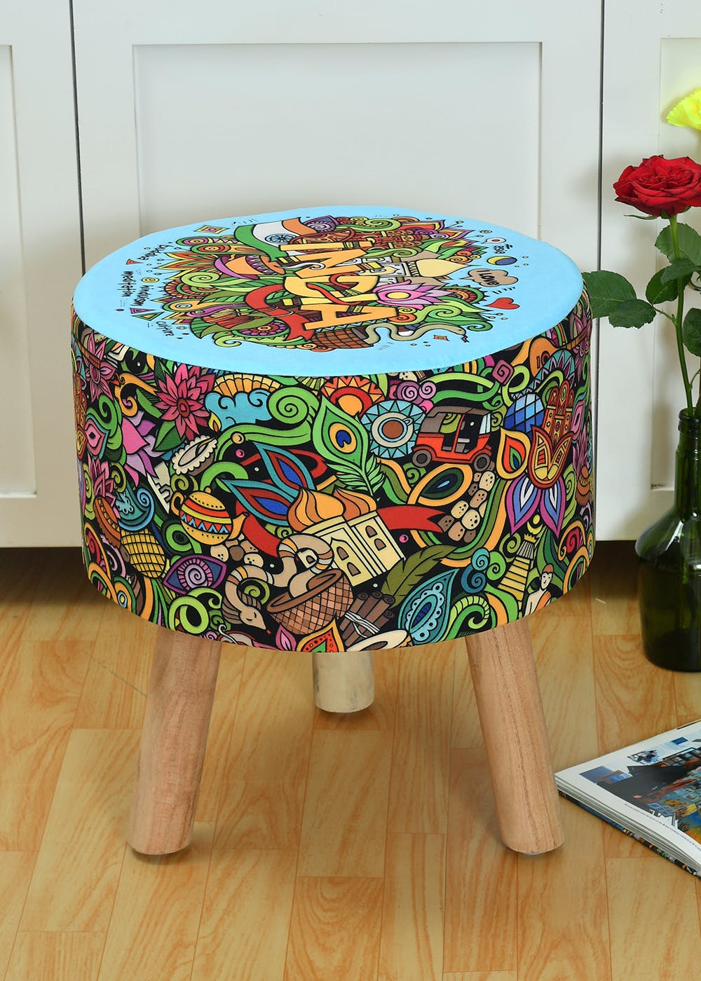 Get India Stool With Digital Print at ₹ 1699 | LBB Shop