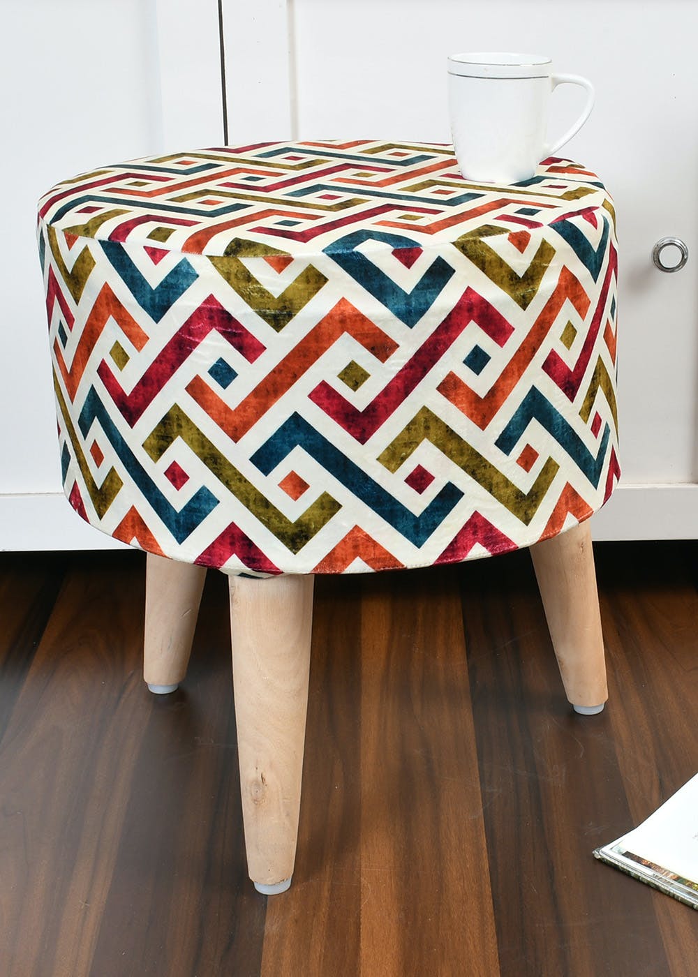 Get Zig Zag Multicolor Digital Print Stool at ₹ 1699 | LBB Shop