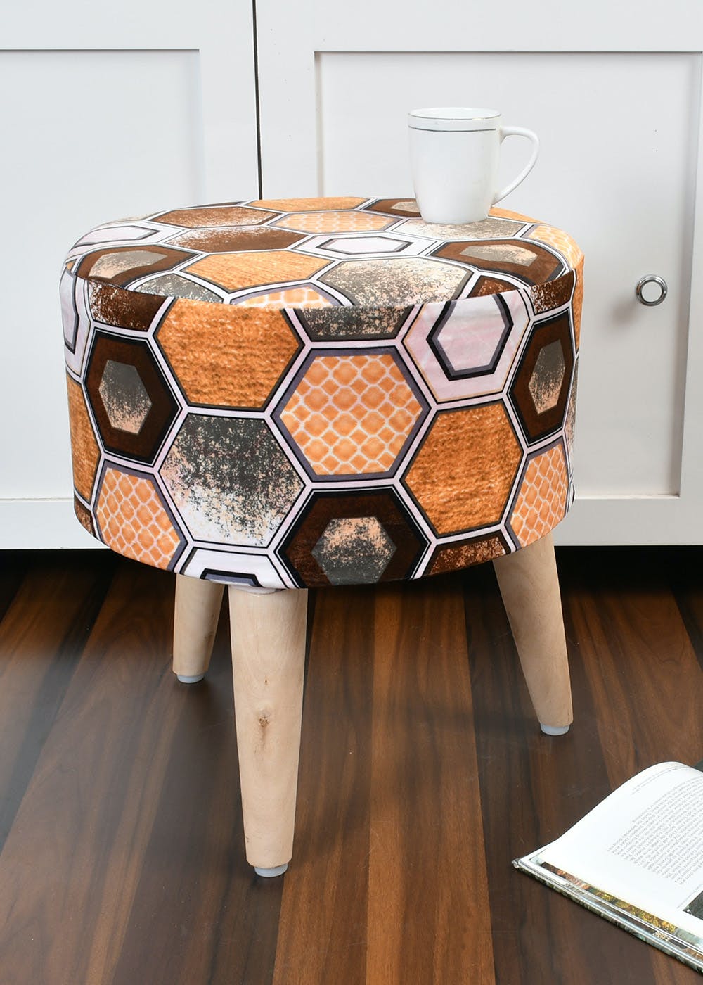 Get Hexagon Seating Stool With Digital Print at ₹ 1699 | LBB Shop