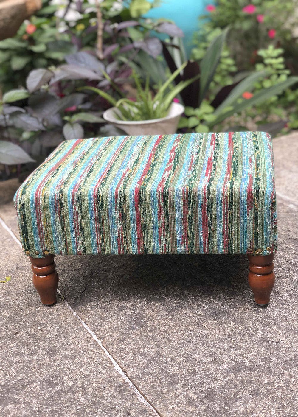 Get Upcycled Foot Stools in Teal at ₹ 4520 | LBB Shop