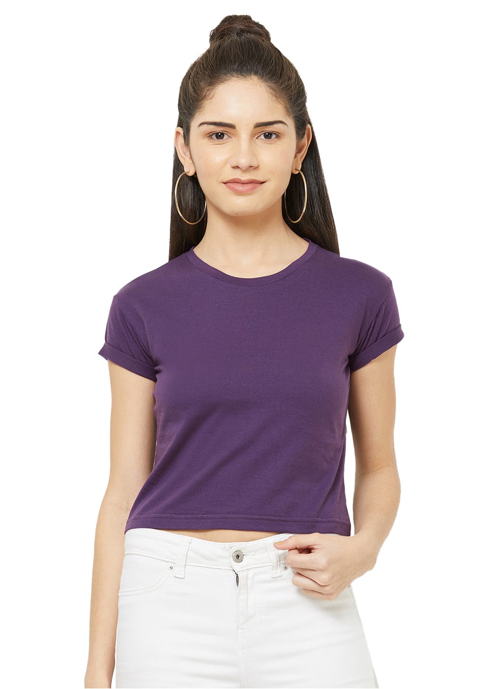 Get Crew Neck Solid Boxy Crop Top at ₹ 495 | LBB Shop