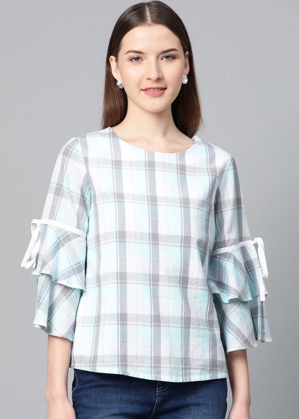 Get Grey Big Checks Top at ₹ 1549 | LBB Shop
