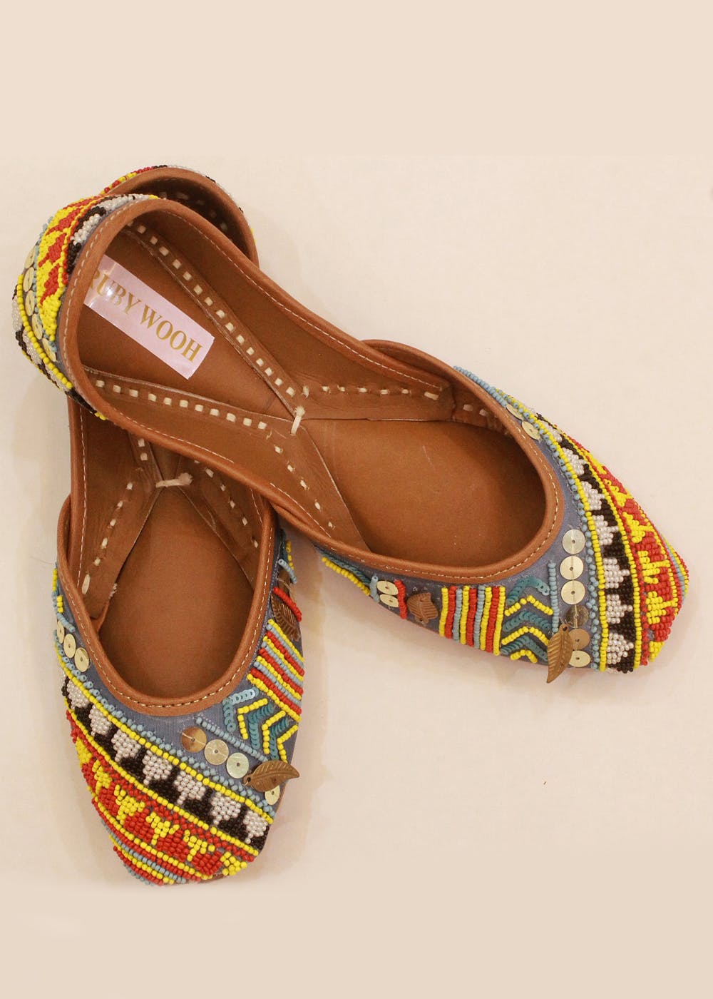 Get Beaded Aztec Pattern Detail Denim Juttis at ₹ 1500 | LBB Shop