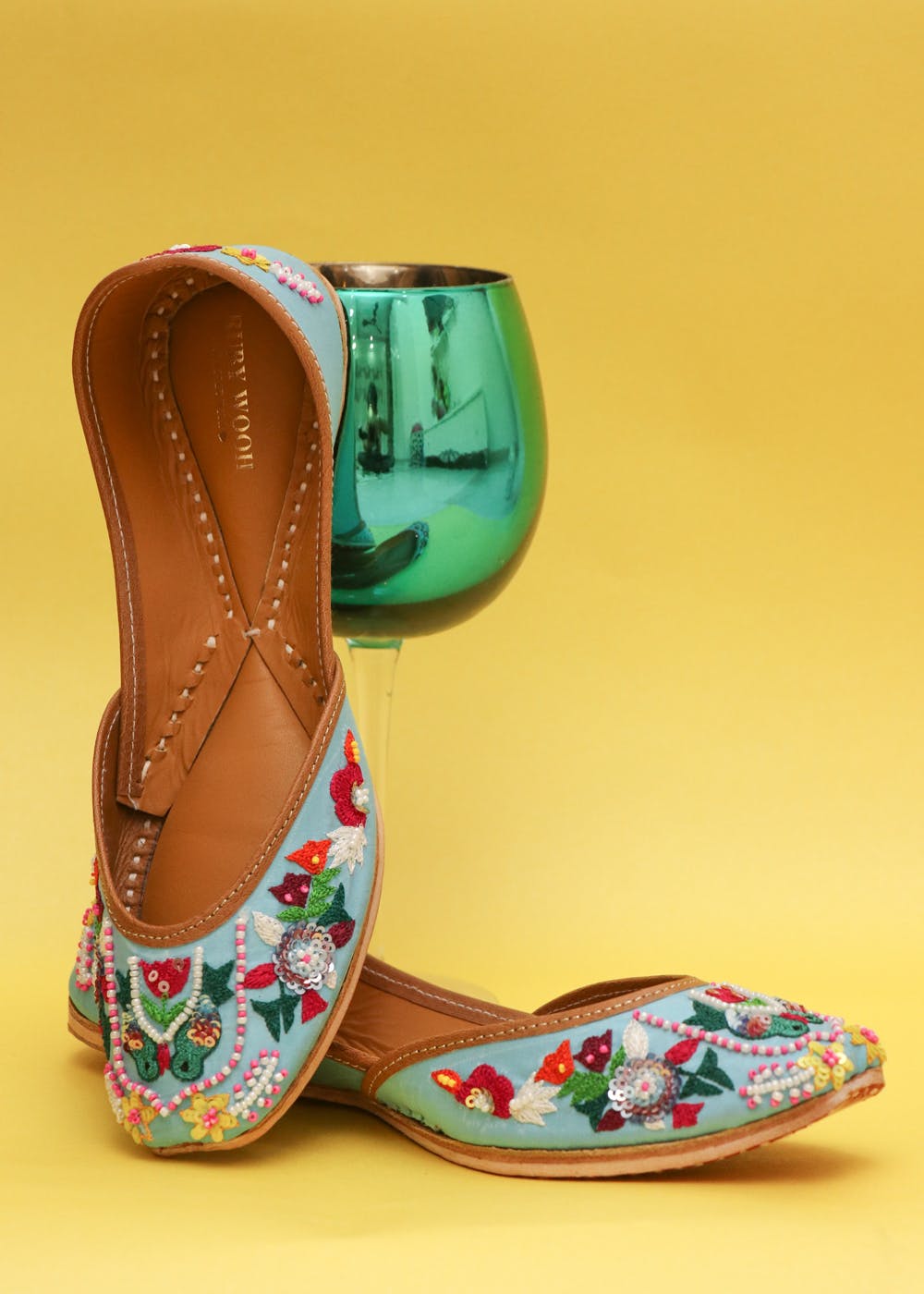 Get Beaded & Embroidered Blue Juttis at ₹ 1500 | LBB Shop