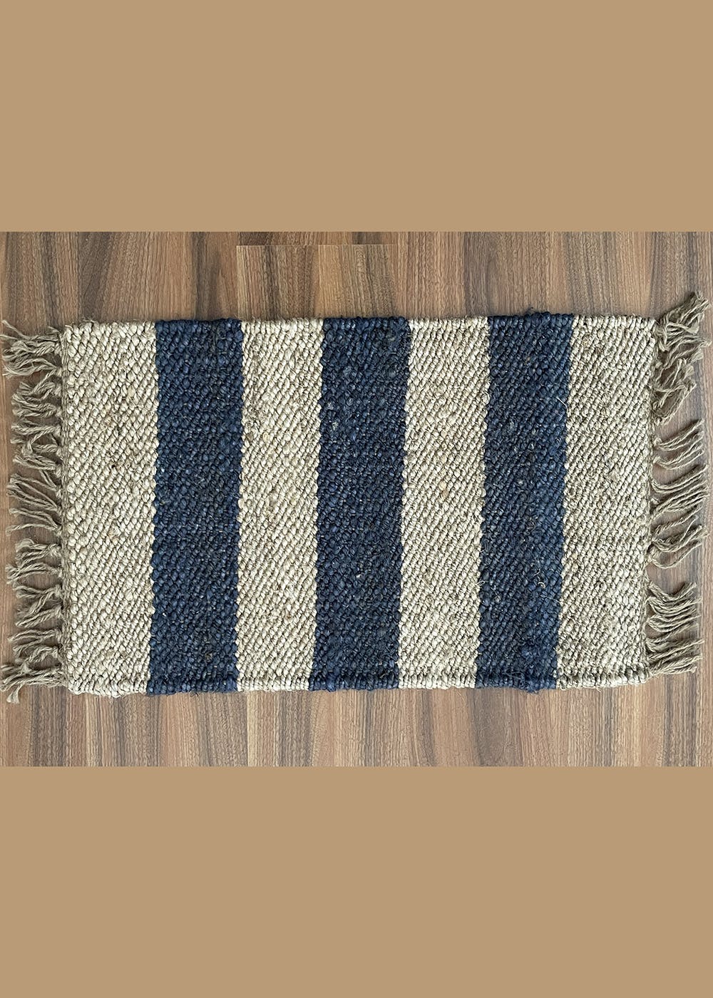 Get Blue Stripe Pattern Hand Woven Hemp Rug at ₹ 1165 | LBB Shop