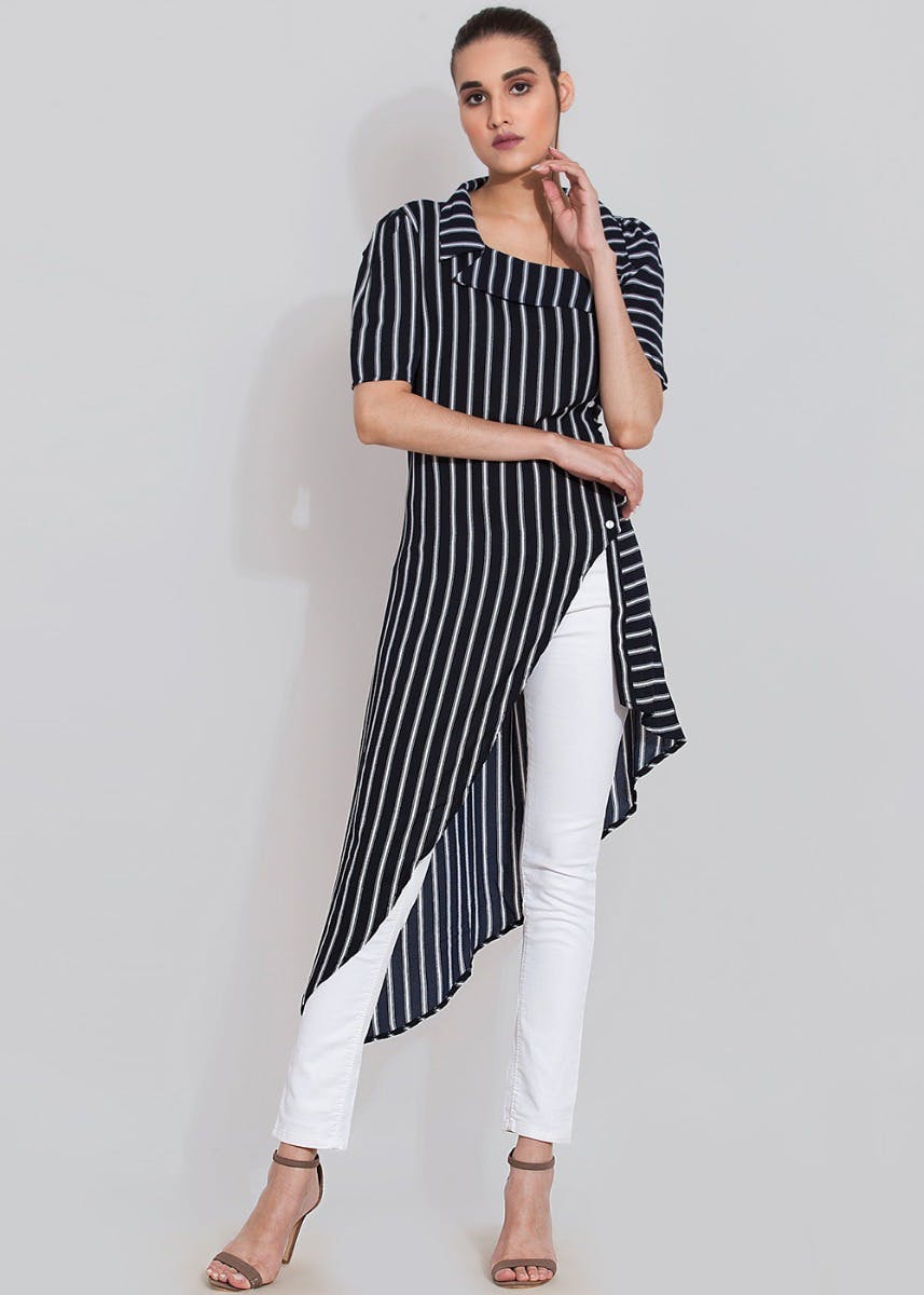 Get Navy Stripes Cape Style Top at ₹ 1250 | LBB Shop